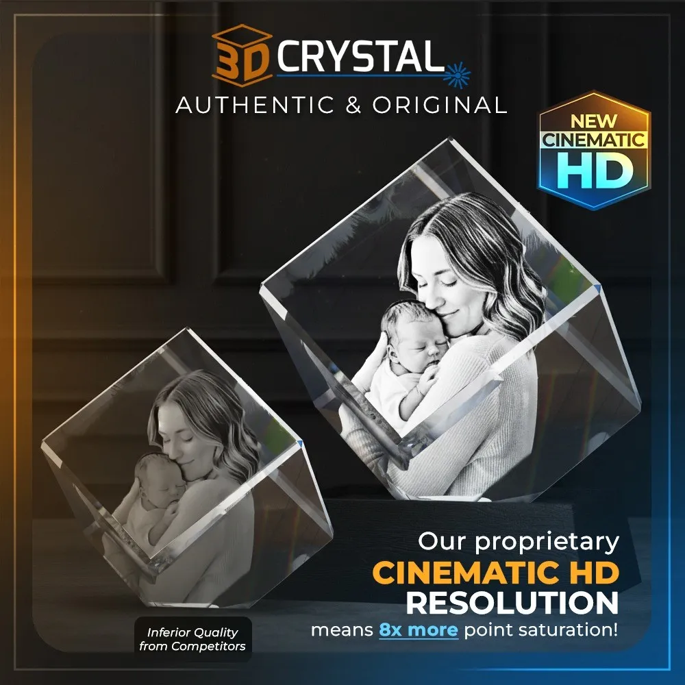 3D Crystal Cut Corner Diamond Personalized Photo Gift | 3D Crystal