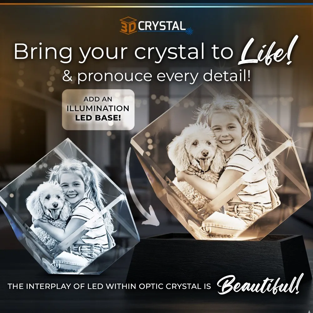 3D Crystal Cut Corner Diamond Personalized Photo Gift | 3D Crystal
